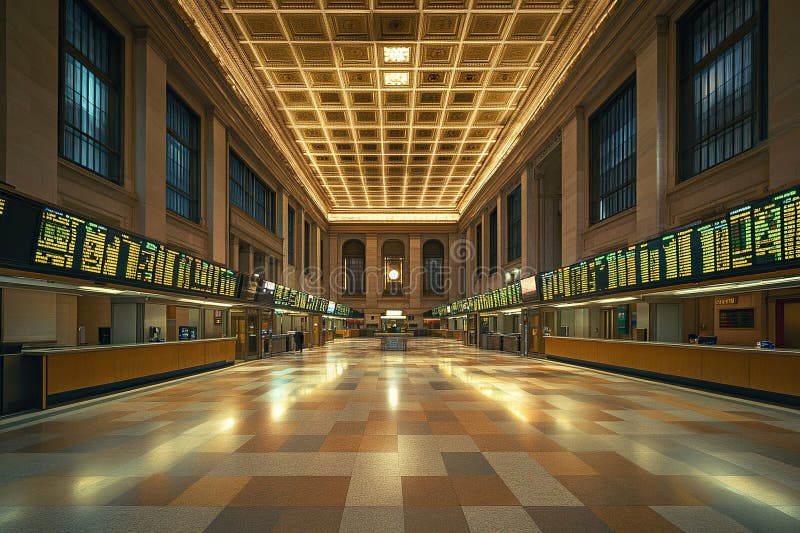 Empty Spacious Hall in the Stock Exchange Building. Generated by ...