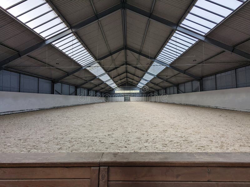 Empty Spacious Riding Arena for Riding or Training Horses. Indoor ...