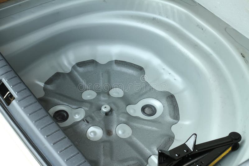 Empty Spare Wheel Storage Bin Stock Photo - Image of equipment, truck ...