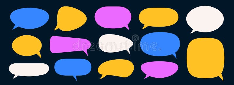 Empty Speech Bubble Collection. Colorful Bright Cartoon Text Box Set ...