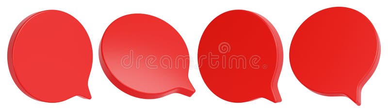 Empty Speech Bubble Signs Set. Blank Red Dialog Clouds. 3D Rendering ...