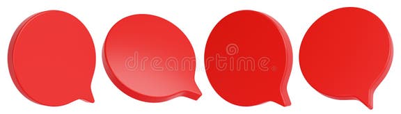 Empty Speech Bubble Signs Set. Blank Red Dialog Clouds. 3D Rendering ...