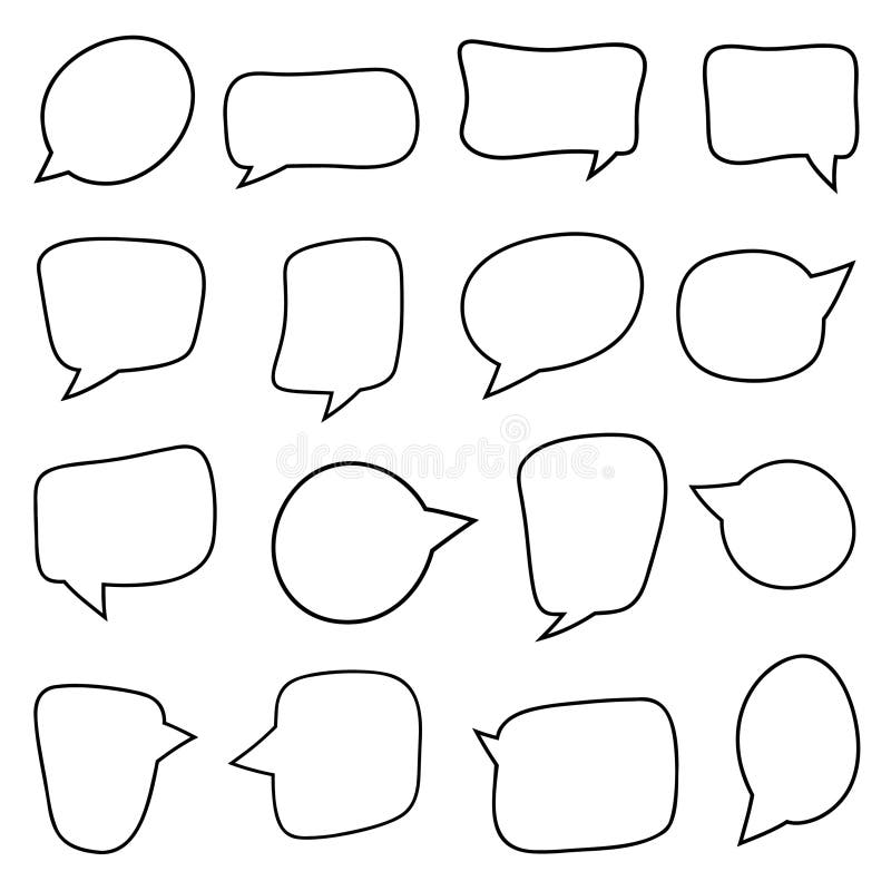 Empty Speech Bubbles, Black and White Illustration, Vector. a Set of ...