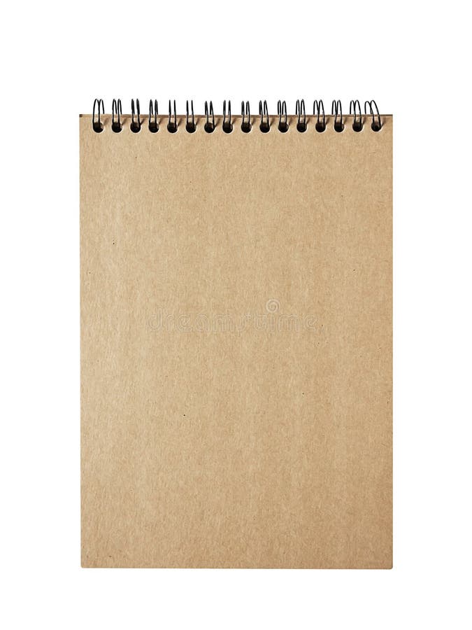 Empty Spiral Notepad Made of Brown Craft Paper on a White Background ...