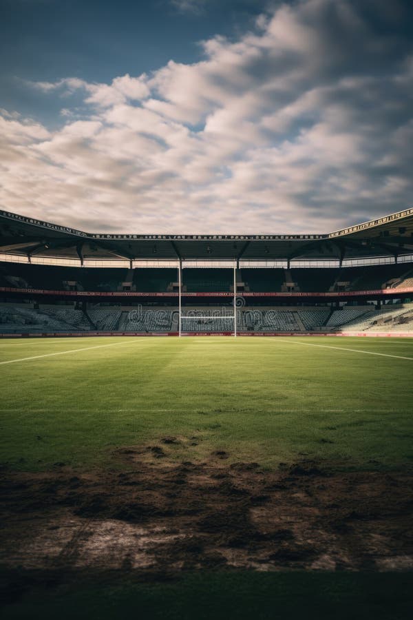 Empty Sports Stadium with Rugby Field, Created Using Generative Ai ...