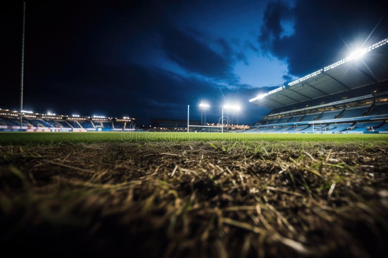 Sports Stadium with Rugby Field and Caucasian Male Player, Created ...