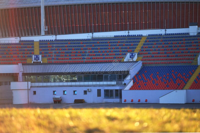 Empty Sports Stadium Seats. an Empty Stadium Stock Photo - Image of ...