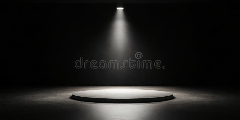 Empty Spotlight Stage with Dark Background in Dramatic Lighting Scene ...