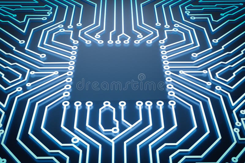 Empty Square on Blue Circuit Board Stock Illustration - Illustration of ...