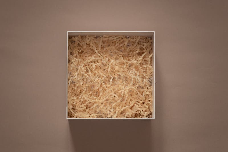 Empty Square Box with Open Lid, Filler on the Bottom of the Box, Design ...