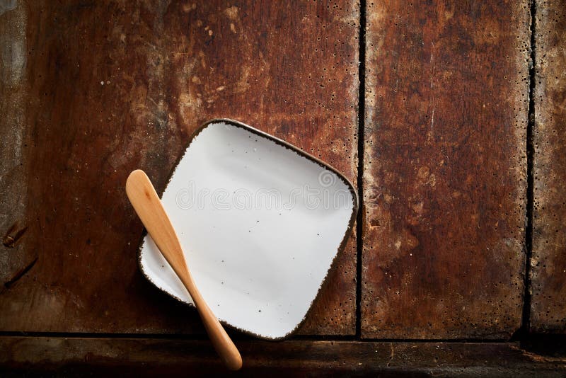 Empty Square Butter Dish or Bread Plate Stock Image - Image of country ...