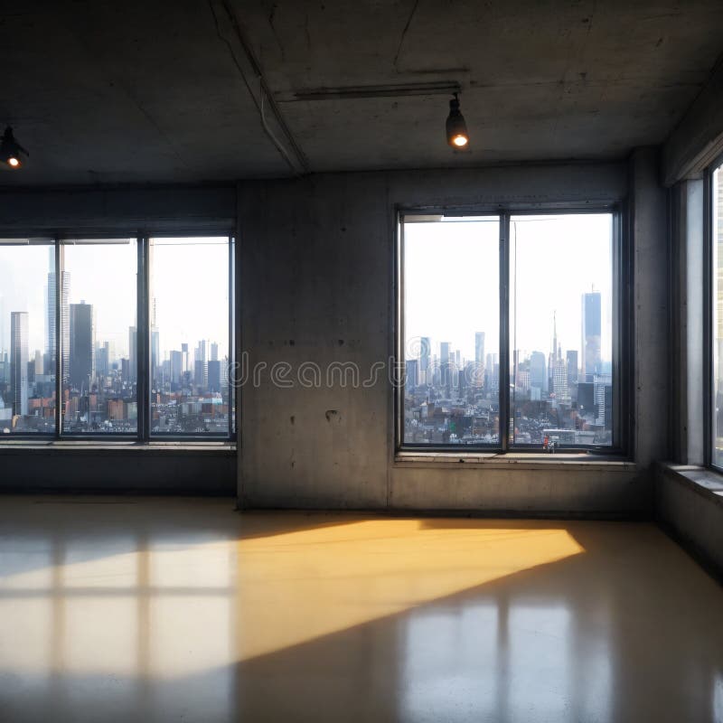 An Empty Square with the City Skyline. Stock Illustration ...