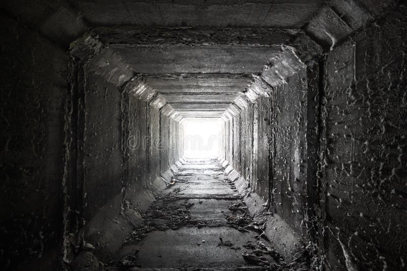 Empty Square Concrete Tunnel. Dried Culvert Stock Image - Image of deep ...