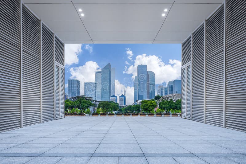 Empty Square Floor and City Architecture Landscape Stock Image - Image ...