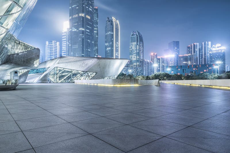 Empty Square Floor and City Buildings Landscape Editorial Image - Image ...