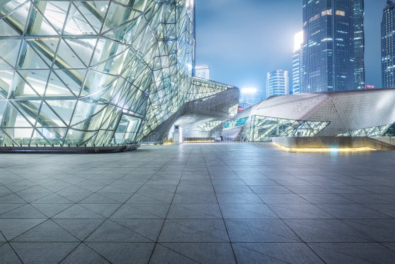 Empty Square Floor and City Buildings Landscape Stock Illustration ...