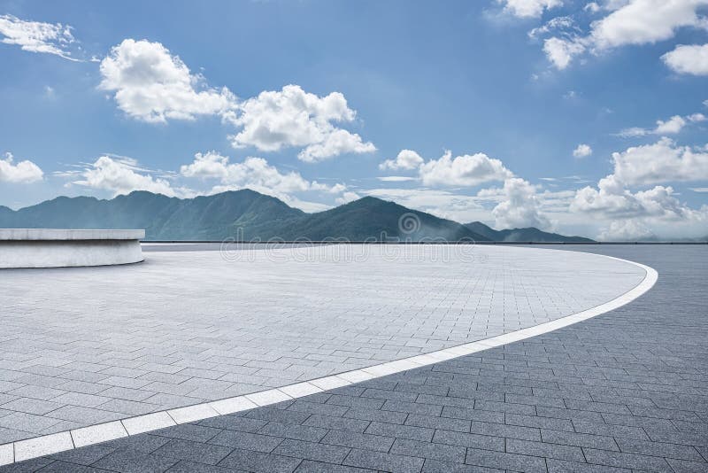 Empty Square Floor and Mountains Nature Scenery Stock Image - Image of ...