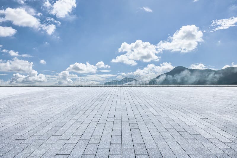 Clean Square Pavement and Natural Scenery Stock Image - Image of road ...