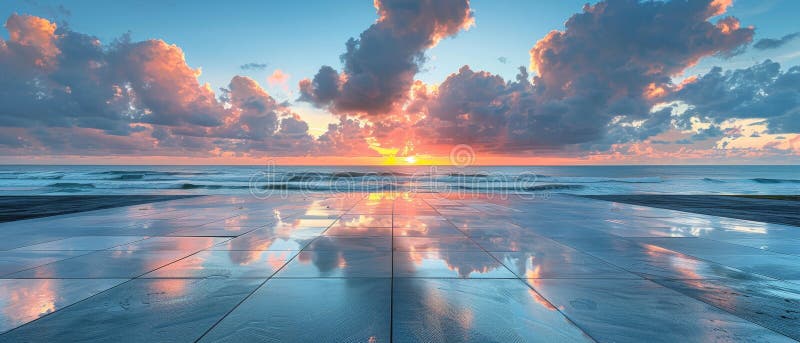 Empty Square Floor with Picturesque Coastline and Beautiful Sky at ...