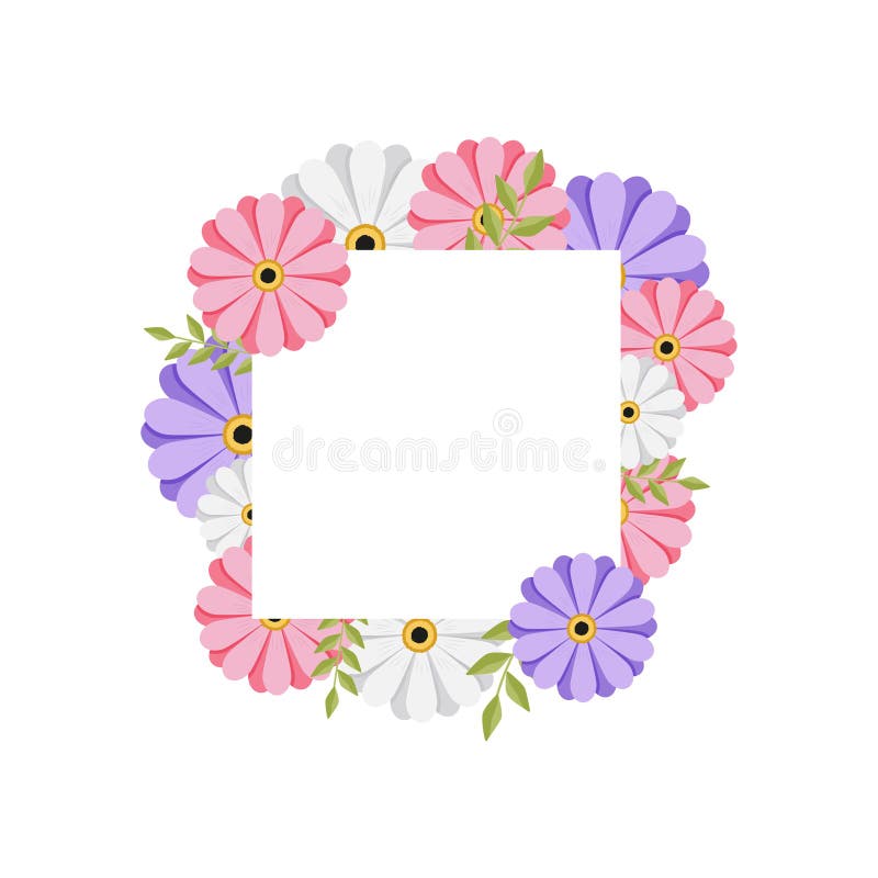 Empty Square Frame with Flowers. Template for a Postcard Stock Vector ...