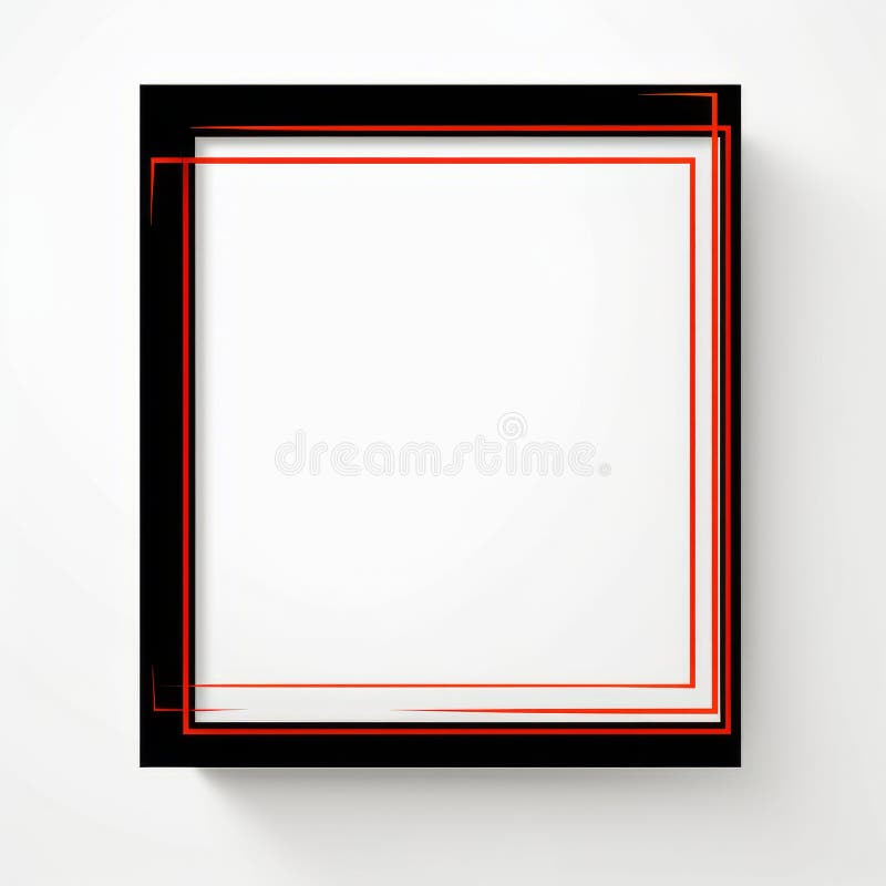 An Empty Square Frame with a Red Border on a White Background Stock ...
