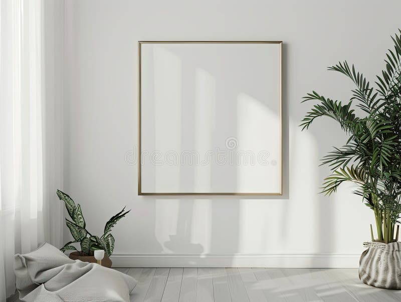 Empty Square Frame on a White Wall in a Minimalist Interior Stock Photo ...