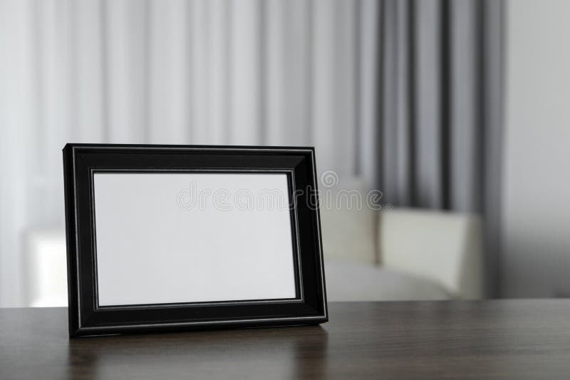 Empty Square Frame on Wooden Table Indoors, Space for Text Stock Image ...
