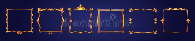 Empty Square Golden Frames Medieval Style Stock Vector - Illustration ...