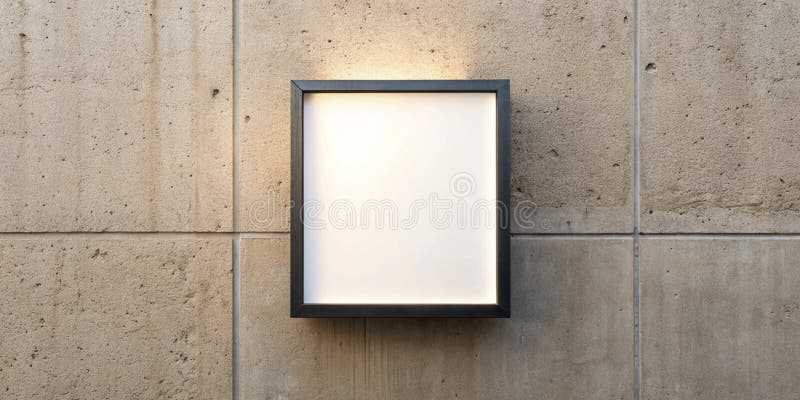 An Empty Square Light Box is Displayed on an Outdoor Beige Concrete ...