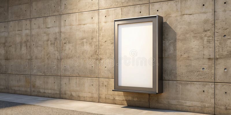 An Empty Square Light Box is Displayed on an Outdoor Beige Concrete ...
