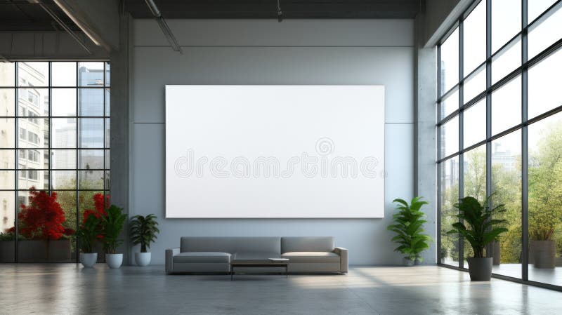 The Empty Square Lobby Space Has a Large Billboard Over the Entryway ...