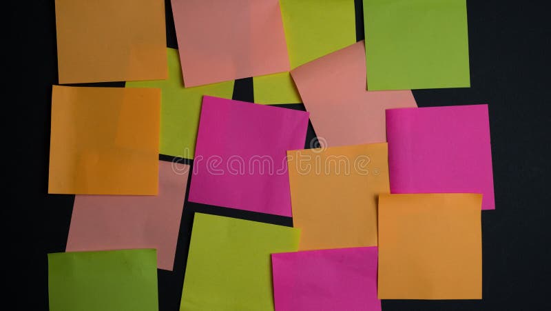 Empty Square Multi-colored Stickers Hang on a Black Board, Business ...