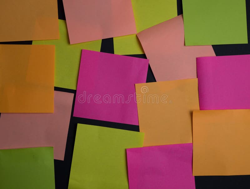 Empty Square Multi-colored Stickers Hang on a Black Board, Business ...