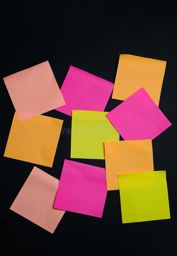 Empty Square Multi-colored Stickers Hang on a Black Board, Business ...
