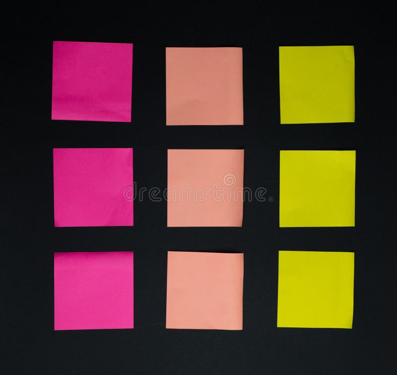 Empty Square Multi-colored Stickers Hang on a Black Board, Business ...