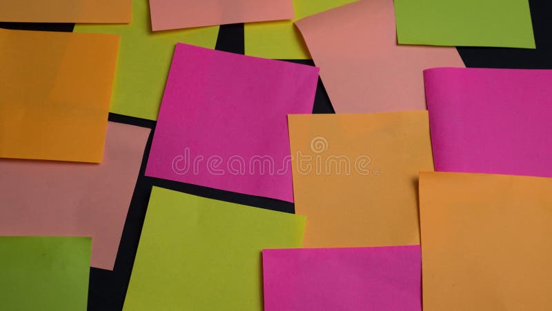 Empty Square Multi-colored Stickers Hang on a Black Board, Business ...