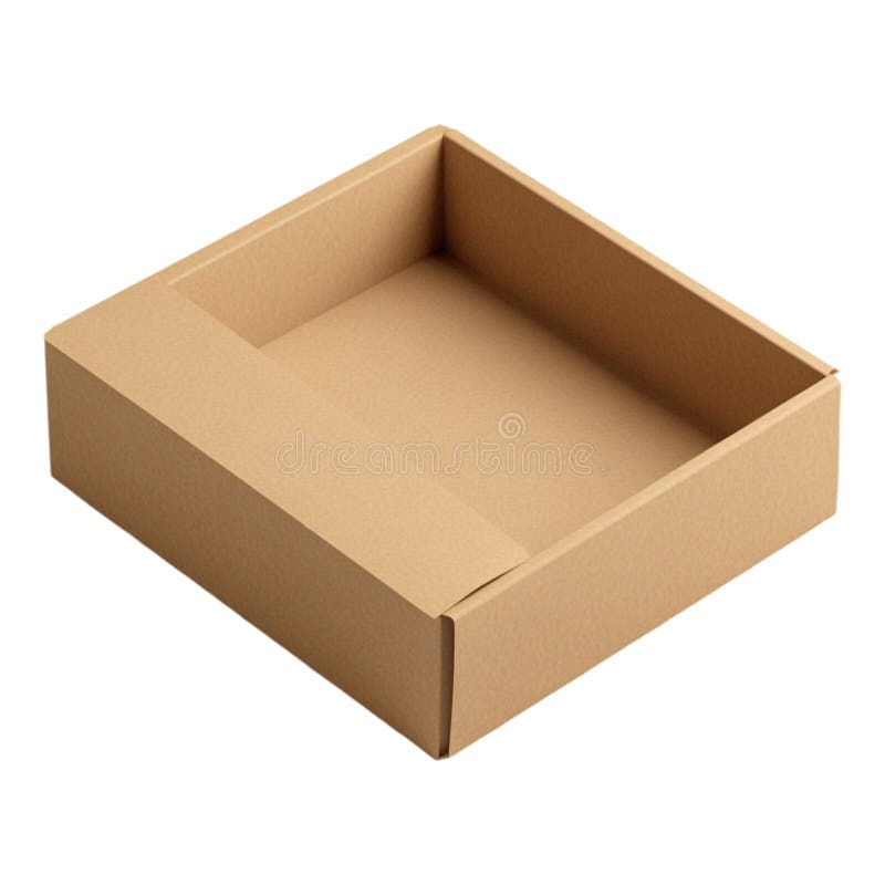 Empty Square Paper Box Against Transparent Background for Packaging ...