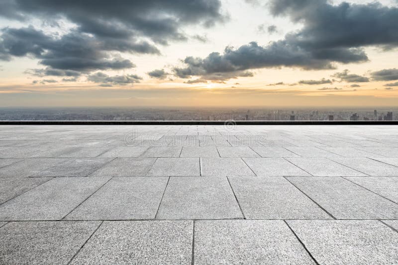 Empty Square Pavement and City Buildings Skyline in Chongqing Stock ...