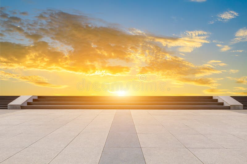 Square Pavement and Blue Sky with White Clouds Stock Photo - Image of ...