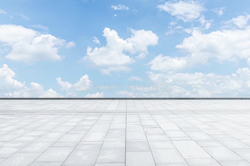 Empty Square Pavement and Sky Landscape Stock Photo - Image of path ...