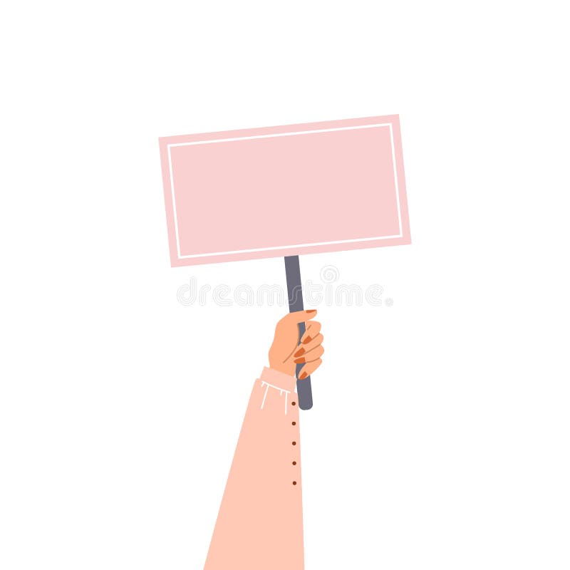 Empty Square Placard or Banner in Hand, Flat Vector Illustration ...