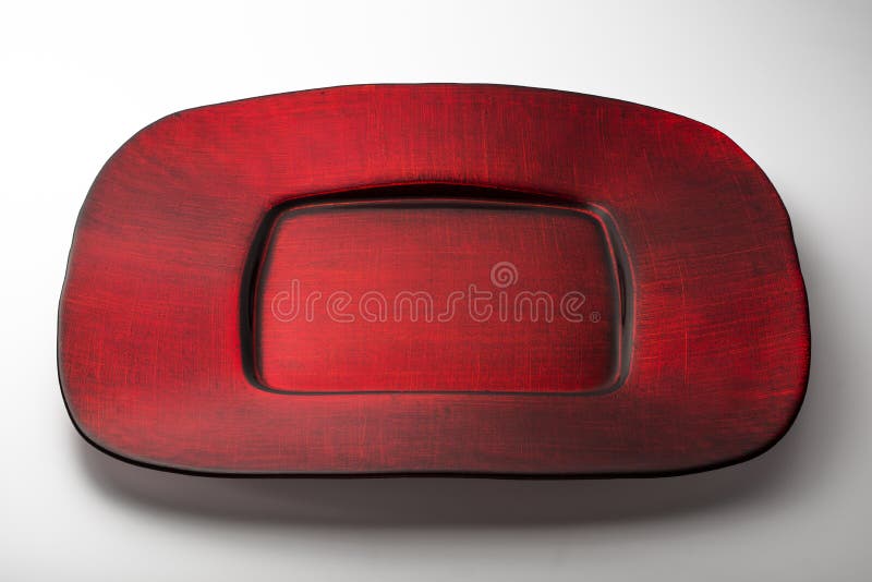 Empty Square Red Dinner Plate Stock Photo - Image of restaurant ...