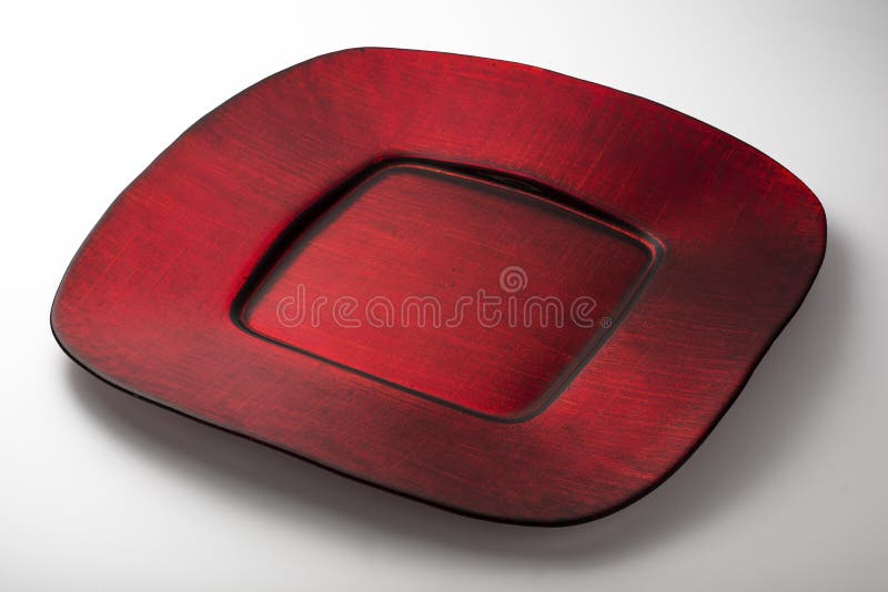 Empty Square Red Dinner Plate Stock Image - Image of restaurant ...