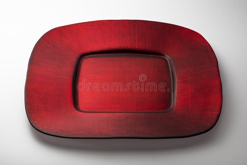 Empty Square Red Dinner Plate Stock Image - Image of restaurant ...