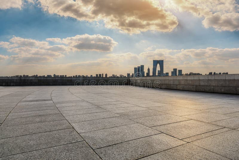 Square Road and Beautiful City Skyline in Suzhou Stock Photo - Image of ...