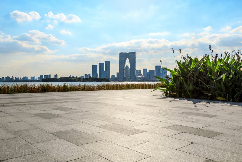 Square Road and Beautiful City Skyline in Suzhou Stock Image - Image of ...