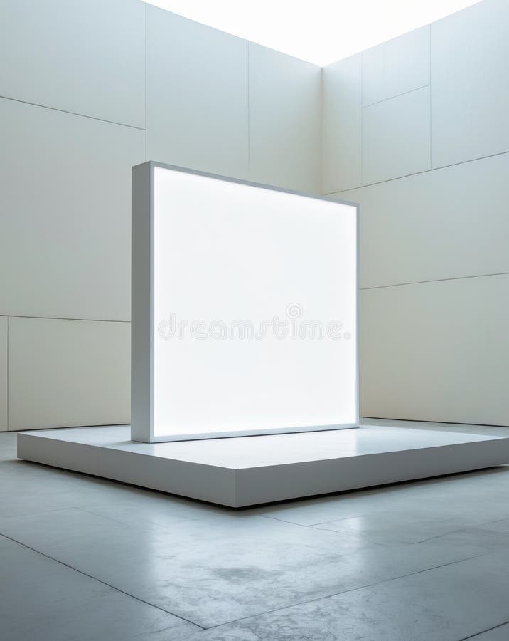 Empty Square Stage with LED Screen and Blank Advertising Wall Stock ...