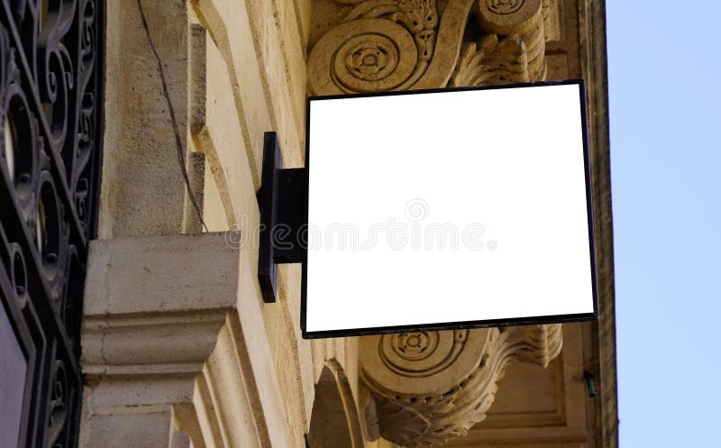 Empty Square White Blank Poster in Street Ancient Stock Image - Image ...