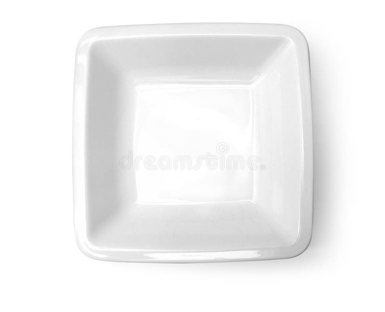 Empty Square White Bowl Isolated on White Background Stock Image ...