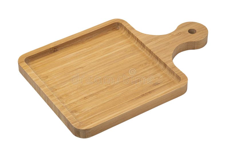 Empty Square Wooden Plate Isolated on White Background with Clipping ...